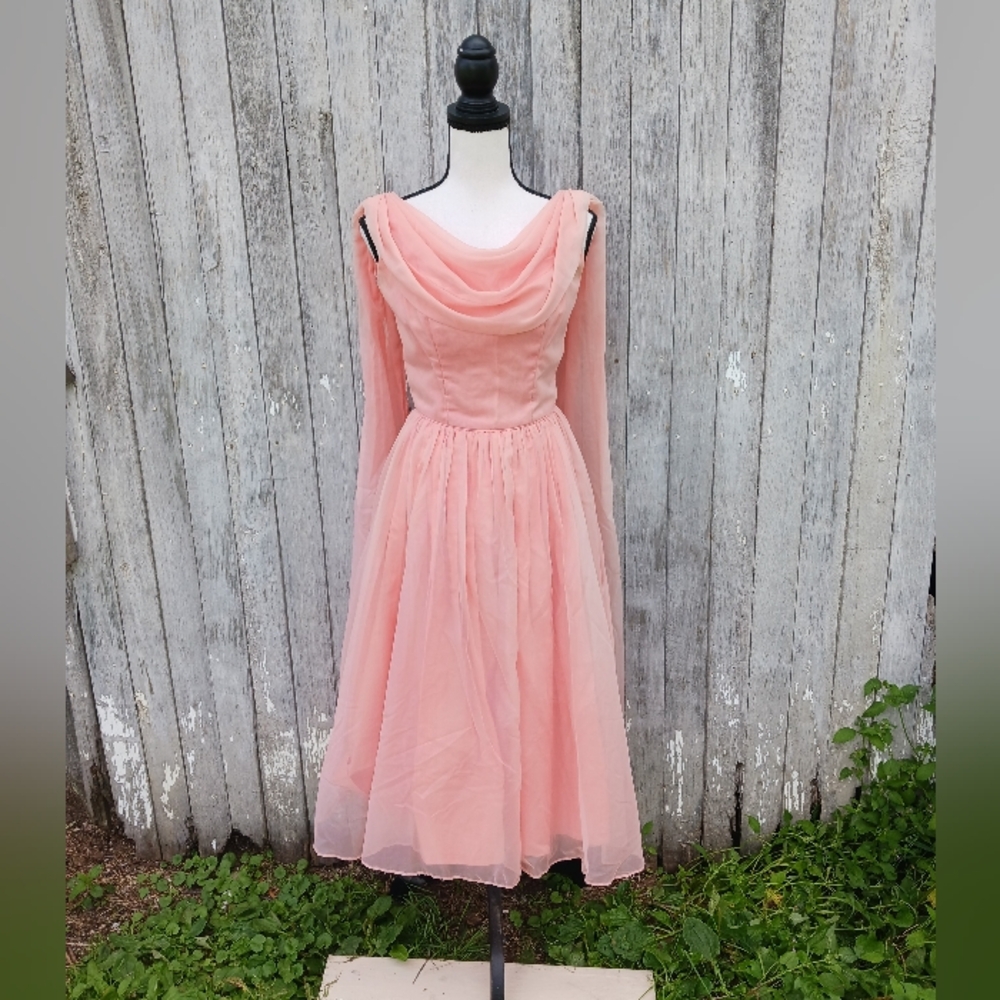 Vintage 1950s Prom Princess Formal Pink Midi Length D… - Gem